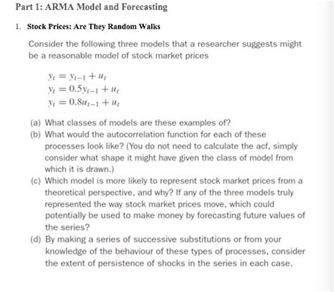Solved Part 1 Arma Model And Forecasting Stock Prices Are