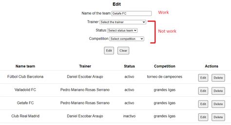 Javascript How To Set The Selected Option On The Elements Of A Select When I Select A Record
