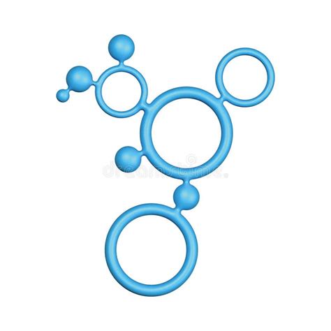 Interconnected Blue Rings And Spheres Form A Molecular Structure Stock