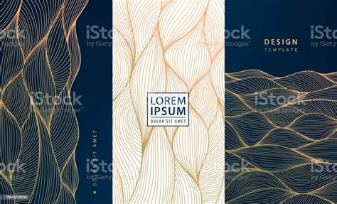 벡터 컬렉션 물결 모양의 라인 디자인 요소 레이블 프레임 청첩장 소셜 넷 스토리 포장 고급 제품 향수 비누 와인 로션 세트 검은 흰색 배경에 고립 됨 벡터에 대한 스톡 벡터