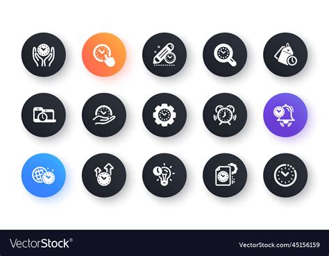 Time Management Icons Alarm Clock Timer Plan Vector Image