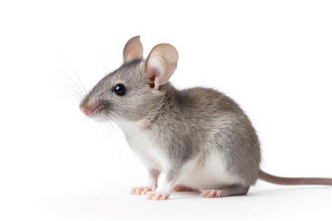 Premium Ai Image Gray Cute Funny Mouse On White Background