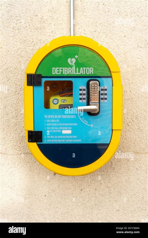 Life Saving Portable Automated Defibrilator Aed Mounted On The Wall Life Saving Portable Automated Defibrilator Aed Mounted On The Wall
