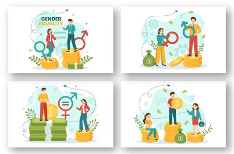 A Set Of Clipart Images Illustrating Gender Equality With People
