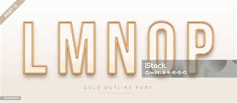 사실적인 골드 메탈 글꼴 황금 윤곽 글꼴 금속 3d 서체 영어 알파벳 벡터 그림입니다 3차원 형태에 대한 스톡 벡터 아트 및 기타 이미지 Istock