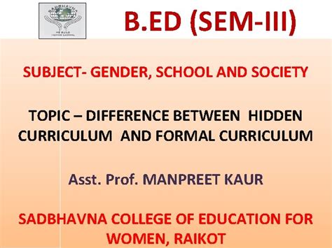 B ED SEMIII SUBJECT GENDER Babe AND SOCIETY