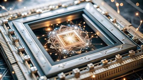 ai driven quantum computing frame concept minimalistic design with