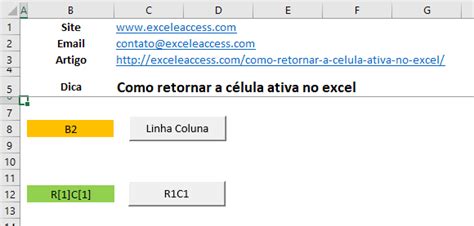 Como Retornar A Célula Ativa No Excel Via Vba Excel E Access