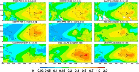 Spatial Distribution Of Mean Total Aod From Satellites Modis Misr