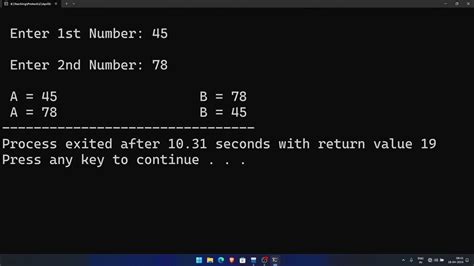 Swapping 2 Numbers C Programming Youtube