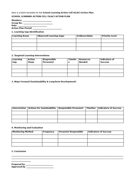 Here Is A Blank Template For The School Learning Action Cell Pdf