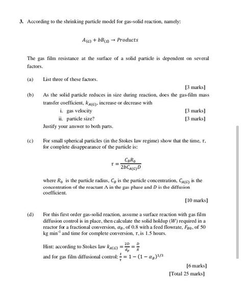 Solved 3 According To The Shrinking Particle Model For