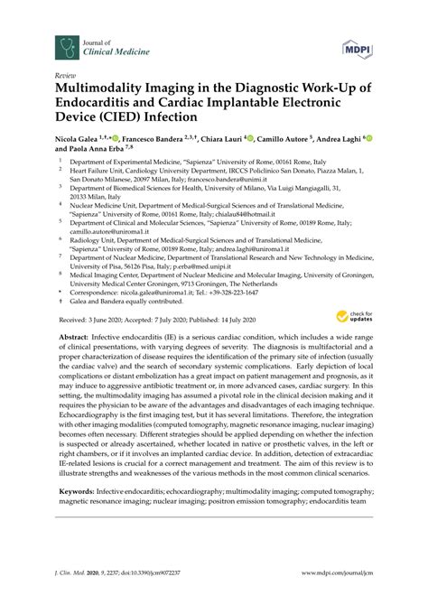 Pdf Multimodality Imaging In The Diagnostic Work Up Of Endocarditis