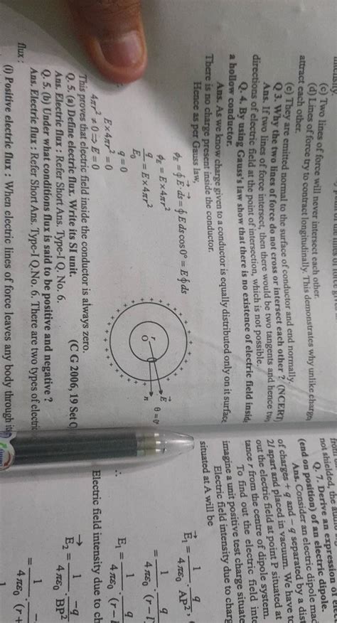 c two lines of force will never intersect each other d lines of forc