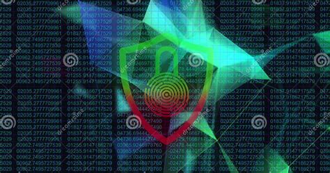 Image Of Security Padlock Icon And Plexus Network Against Binary Coding On Blue Background Stock