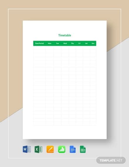 11 School Timetable Templates In Excel Numbers