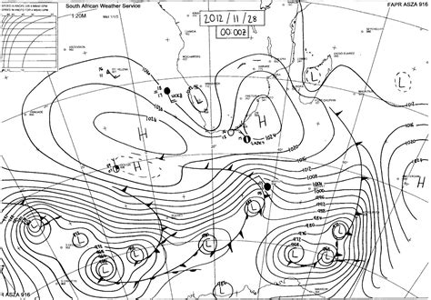 Sa Weather And Disaster Observation Service Sa Sea Level Synoptic Chart 28 November 2012