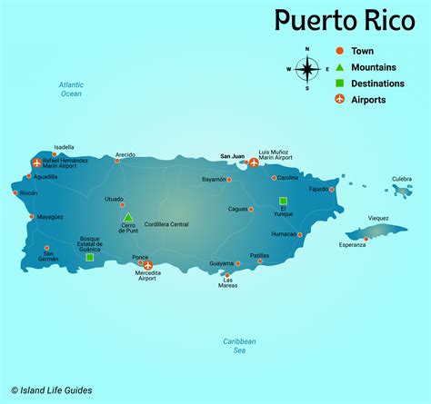 Puerto Rico Map Island Life Caribbean