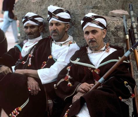 Riffian Men Participating In The Festival Of Berber Cultures Of Morocco