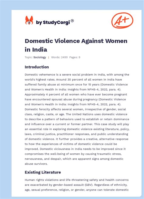 Domestic Violence Against Women In India Free Essay Example