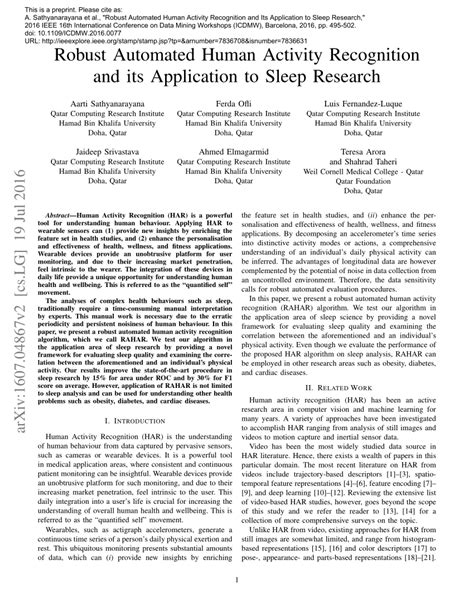 Pdf Robust Automated Human Activity Recognition And Its Application