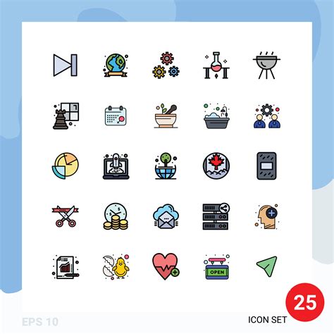 Set Of 25 Modern Ui Icons Symbols Signs For Barbecue Science Experiment Configuration Science