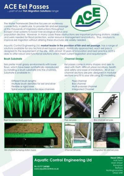 Eel Pass Leaflet Aquatic Control Engineering Ltd