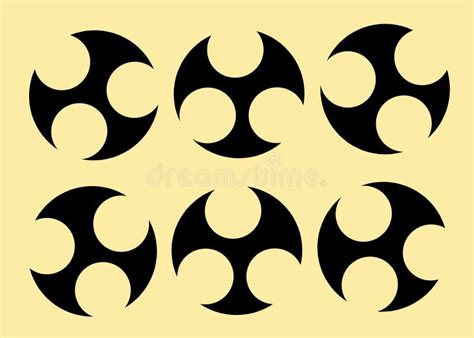 Duplicates Of A Bold Black Circle Parted By Three Smaller Circles Within Light Yellow Beige