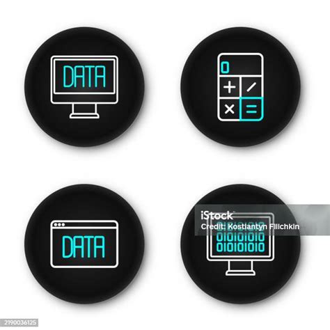 라인 바이너리 코드 데이터 분석 계산기 및 아이콘을 설정합니다 벡터 개념에 대한 스톡 벡터 아트 및 기타 이미지 개념 경영자 교육 Istock