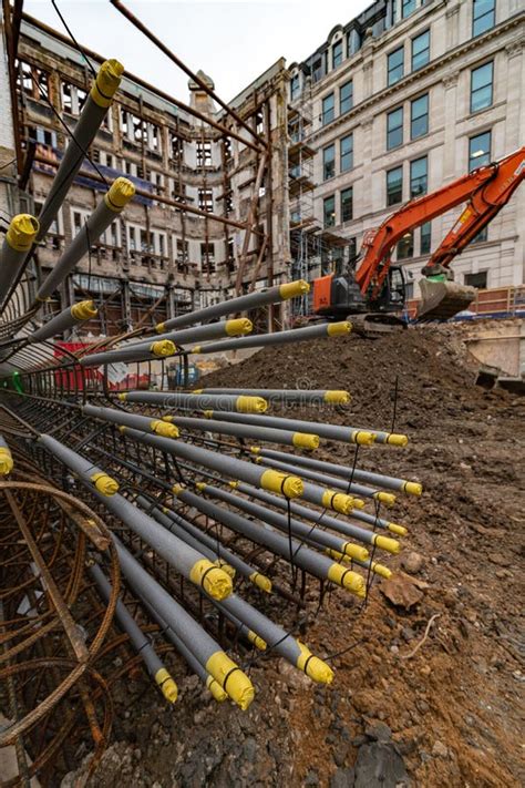 Vertical Shot Of Metal Structures In A Construction Site Stock Image