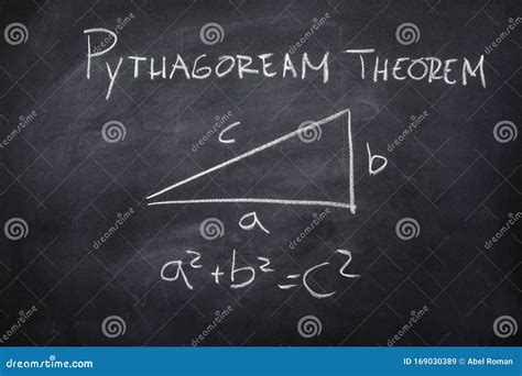Explanation About The Pythagorean Theorem Drawn On A Blackboard Stock