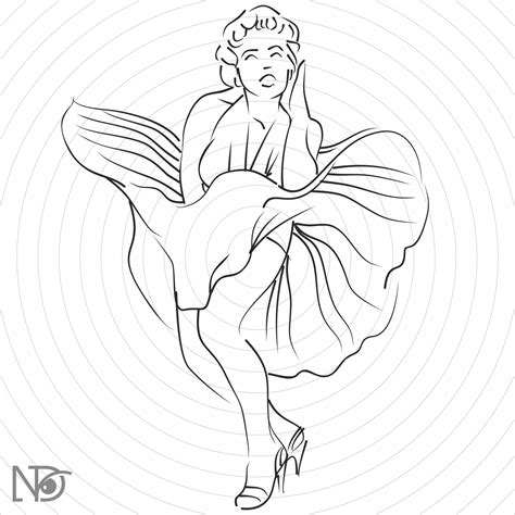 Marilyn Monroe White Dress Drawing