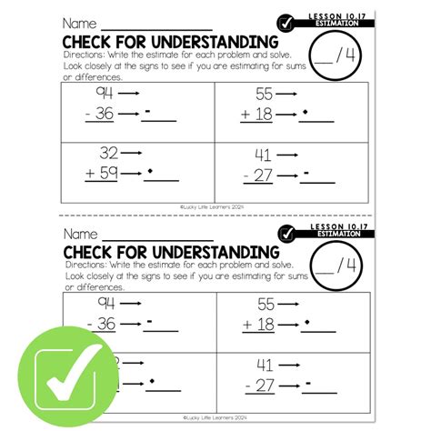 Lucky To Learn Math Lesson 1017 Estimating Sums And Differences