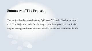 Grocery Store Application In Python Pptx