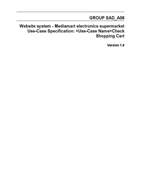 Use Case Specification Check Shopping Cart Pdf Use Case Supermarket
