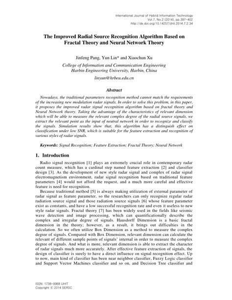 Pdf The Improved Radial Source Recognition Algorithm Based On Fractal