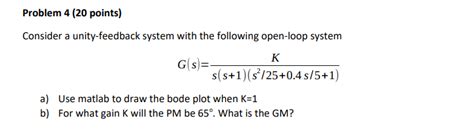 Solved Problem Points Consider A Unity Feedback Chegg