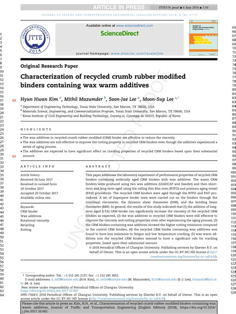 Pdf Characterization Of Recycled Crumb Rubber Modified Binders Containing Wax Warm Additives