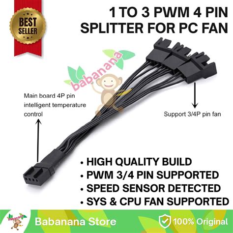 Jual Kabel Splitter Y 1 To 3 PWM Computer Fan 4pin Cable Hub 4 Pin Cabang Shopee Indonesia