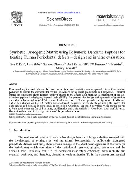 Pdf Synthetic Osteogenic Matrix Using Polymeric Dendritic Peptides For Treating Human