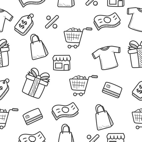 Shopping Doodle Seamless Pattern With Cute Design 20398608 Vector Art