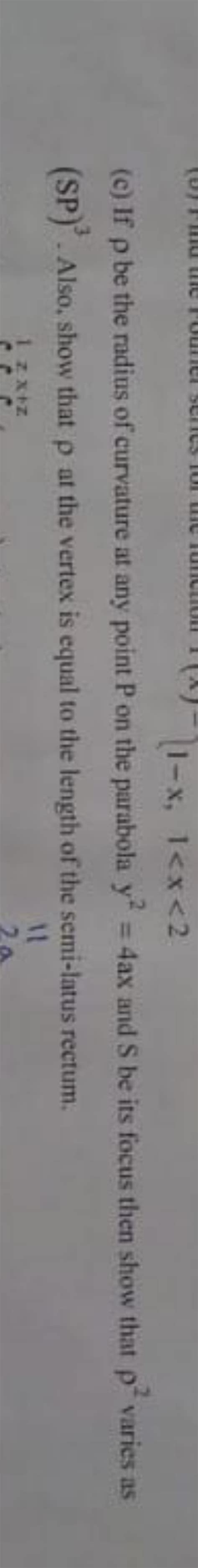 C If Rho Be The Radius Of Curvature At Any Point P On The Parabola Y