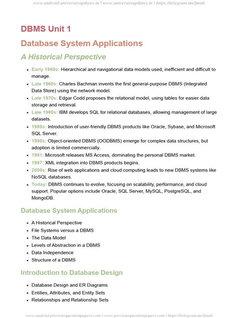 Dbms Unit 1 Notes Pdf Databases Relational Database