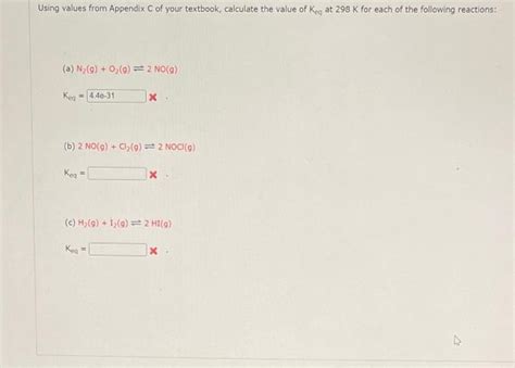 solved using values from appendix c of your textbook