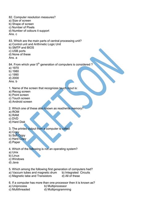 Computer Basic Questions And Answers Mcq Pdf Programming Languages Computing