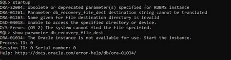 Ora 32004 Obsolete Or Deprecated Parameters Specified For Rdbms Instance Oracle Forums