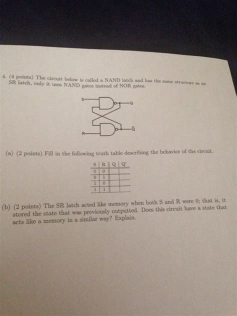 Solved Points The Circuit Below Is Called A NAND Latch Chegg Com