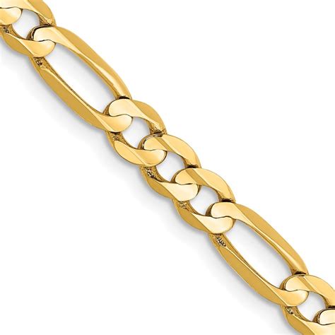 14k 45mm Concave Open Figaro Chain Unclaimed Diamonds