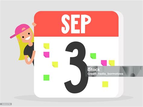 분리 캘린더 시트 뒤에서 젊은 여성 캐릭터 보기 아웃 사무실 일상 하루 평면 편집 가능한 벡터 일러스트 레이 션을 계획 클립 아트 가정 생활에 대한 스톡 벡터 아트 및 기타