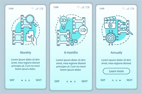 Video Editor Subscription Onboarding Mobile App Page Screen Vector Template Monthly Or Annually